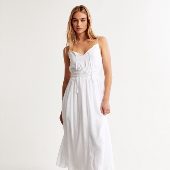 Abercrombie & Fitch | Dresses | Crinkle Textured White Smocked Waist ...